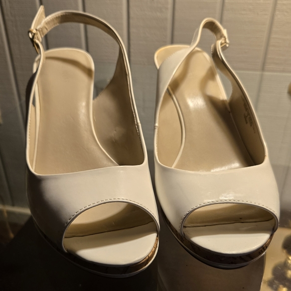 Nine West | Shoes | Elegant White Peeptoe Slingback Heels | Poshmark